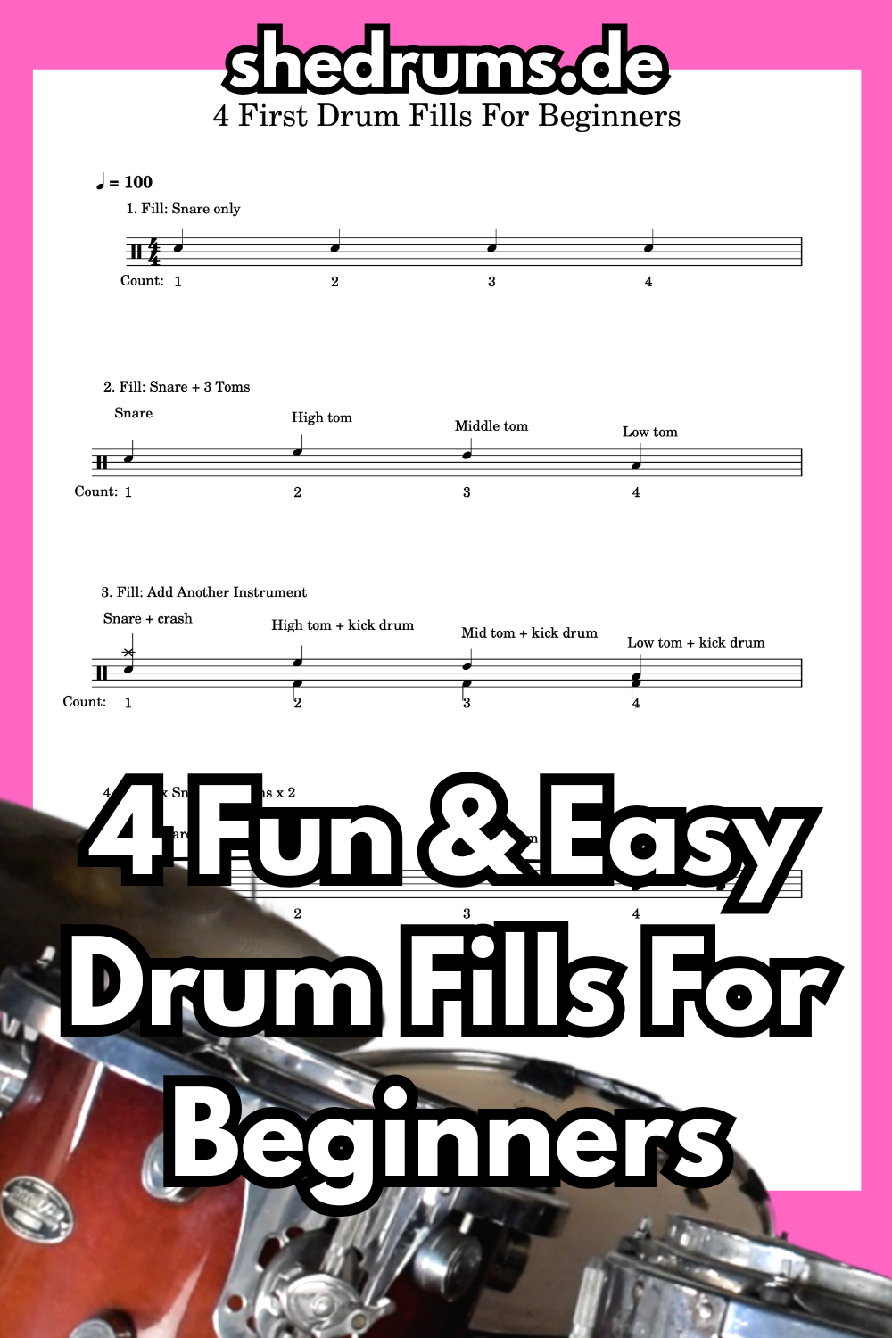 How to Play Beginner Drum Fills (with Free Sheet Music PDF) - sHe druMs: Rock The Kit!